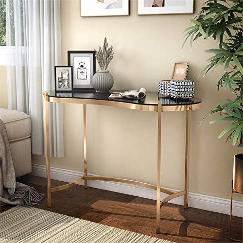 Furniture of America Lythy Contemporary Glass Top Console Table in Gold