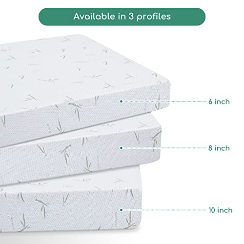 Airdown Twin XL Mattress, 6 Inch Memory Foam Mattress in a Box for Kids with Breathable Bamboo Cover, Medium Firm Green Tea Gel Mattress for Bunk Bed, Trundle Bed, CertiPUR-US Certified, Made in USA