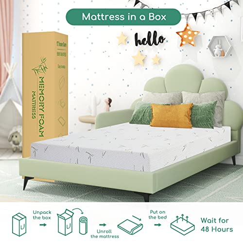 Airdown Twin XL Mattress, 6 Inch Memory Foam Mattress in a Box for Kids with Breathable Bamboo Cover, Medium Firm Green Tea Gel Mattress for Bunk Bed, Trundle Bed, CertiPUR-US Certified, Made in USA