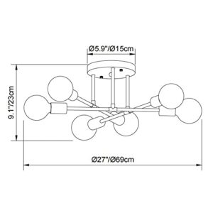 Dellemade Modern Sputnik Chandelier, 6-Light Ceiling Light, 6 LED Light Bulbs Included for Bedroom,Dining Room,Kitchen,Office (Gold)