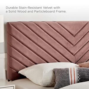 Modway Alyson Angular Channel Tufted Performance Velvet Full/Queen Headboard in Dusty Rose