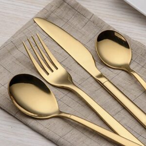 Berglander 20 Piece Titanium Gold Plated Stainless Steel Flatware Set, 20 Pieces Golden Silverware Set, Golden Cutlery Set, Service for 4 (shiny Gold)