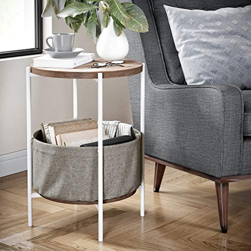 Nathan James Round Modern Side Accent or End Table for Living Room and Bedroom and Nursery Room