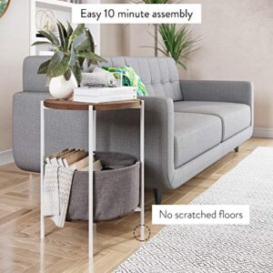 Nathan James Round Modern Side Accent or End Table for Living Room and Bedroom and Nursery Room