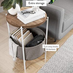 Nathan James Round Modern Side Accent or End Table for Living Room and Bedroom and Nursery Room