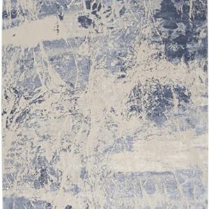 Nourison Sleek Textures Abstract Blue/Cream 9'3" x 12'9" Area -Rug, Easy -Cleaning, Non Shedding, Bed Room, Living Room, Dining Room, Kitchen (9x13)