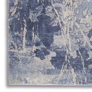 Nourison Sleek Textures Abstract Blue/Cream 9'3" x 12'9" Area -Rug, Easy -Cleaning, Non Shedding, Bed Room, Living Room, Dining Room, Kitchen (9x13)