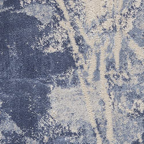 Nourison Sleek Textures Abstract Blue/Cream 9'3" x 12'9" Area -Rug, Easy -Cleaning, Non Shedding, Bed Room, Living Room, Dining Room, Kitchen (9x13)