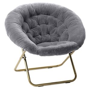 milliard cozy chair/faux fur saucer chair for bedroom/x-large,25d x 38w x 34h in (grey)