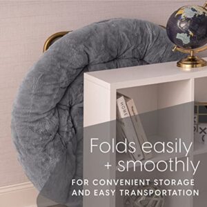 Milliard Cozy Chair/Faux Fur Saucer Chair for Bedroom/X-Large,25D x 38W x 34H in (Grey)