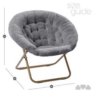 Milliard Cozy Chair/Faux Fur Saucer Chair for Bedroom/X-Large,25D x 38W x 34H in (Grey)