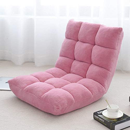 FANTASK 14-Position Floor Sofa, Folding Memory Foam Floor Chair w/Comfy Cushions & Study Steel Frame, Angle Adjustable Floor Couch Sofa , Floor Lounge Sofa for Reading Game Meditating(Pink)