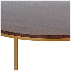 Walker Edison Cora Modern Round Faux Marble Top Coffee Table with X Base, 36 Inch, Walnut and Gold