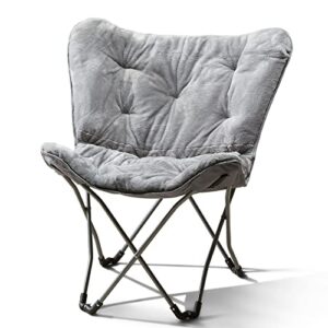 muhu mainstays folding faux fur butterfly chair, spearmint (gray)