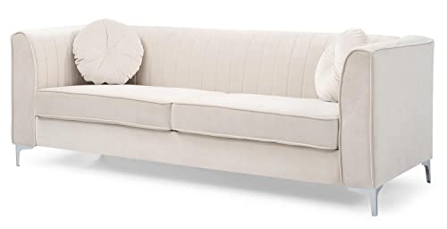 Glory Furniture Delray Sofa, Ivory. Living Room Furniture, 3 Seater