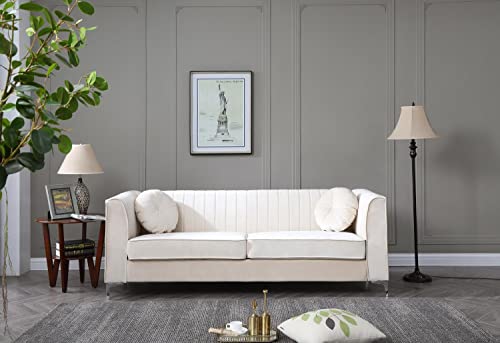 Glory Furniture Delray Sofa, Ivory. Living Room Furniture, 3 Seater