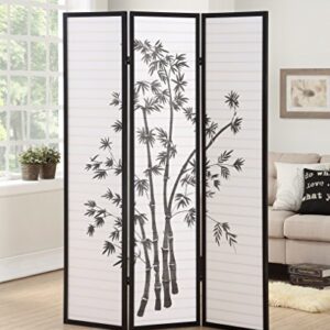 Roundhill Furniture 3-Panel Oriental Shoji Room Divider Screen, Black