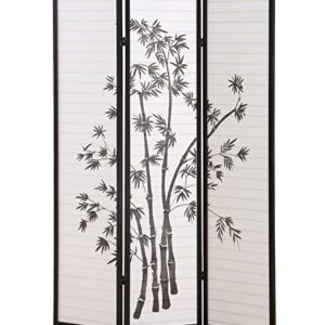 Roundhill Furniture 3-Panel Oriental Shoji Room Divider Screen, Black