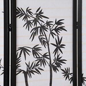 Roundhill Furniture 3-Panel Oriental Shoji Room Divider Screen, Black