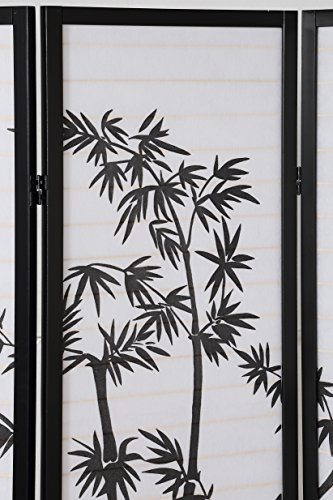 Roundhill Furniture 3-Panel Oriental Shoji Room Divider Screen, Black