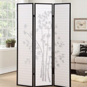 Roundhill Furniture 3-Panel Oriental Shoji Room Divider Screen, Black