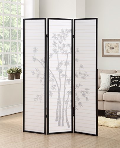 Roundhill Furniture 3-Panel Oriental Shoji Room Divider Screen, Black