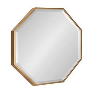 kate and laurel rhodes mid-century modern octagon wall mirror, 18 x 18, gold, chic geometric home decor