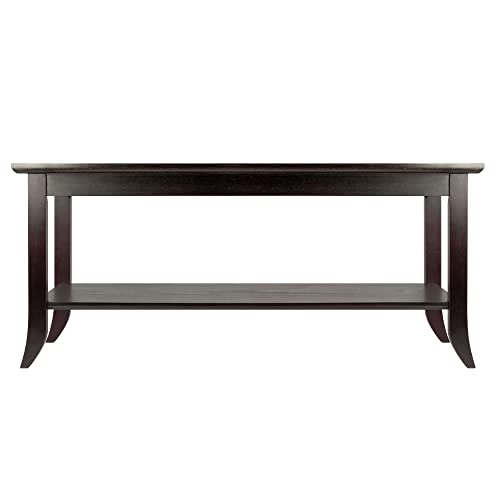 Winsome Genoa Rectangular Coffee Table with Glass Top And Shelf