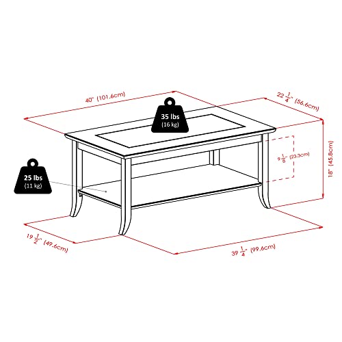 Winsome Genoa Rectangular Coffee Table with Glass Top And Shelf