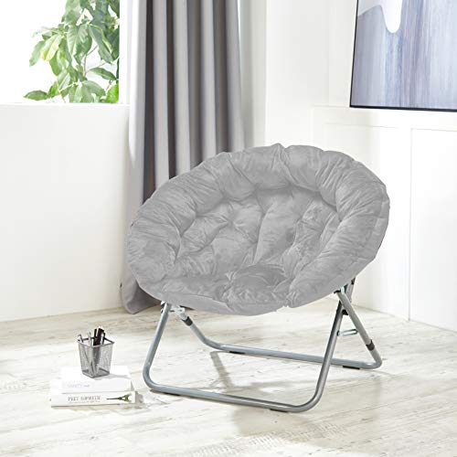 Urban Shop Micromink Oversized Moon Chair, Metal, Grey