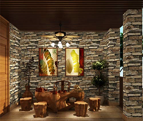 TUOKING 17.7 in x 32 ft Peel and Stick Wallpaper Self-Adhesive Removable Home Decoration, Stone Brick