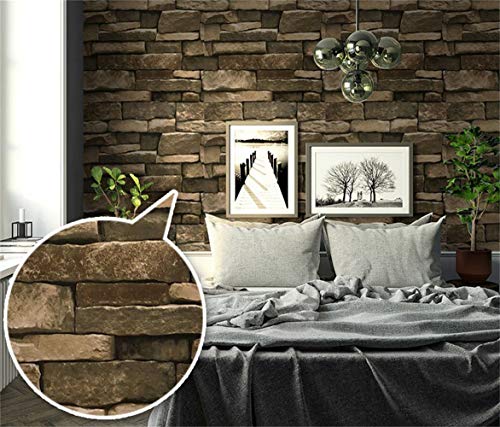 TUOKING 17.7 in x 32 ft Peel and Stick Wallpaper Self-Adhesive Removable Home Decoration, Stone Brick