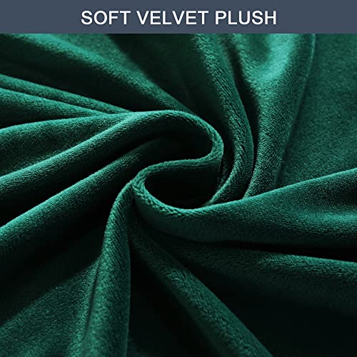 Stretch Sofa Slipcover, Soft Velvet Couch Sofa Cover Furniture Protector with Non Skid Foam and Elastic Bottom (Dark-Green, X-Large)