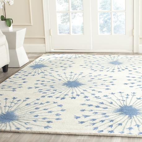 SAFAVIEH Bella Collection 5' Square Beige/Blue BEL123B Handmade Premium Wool Area Rug