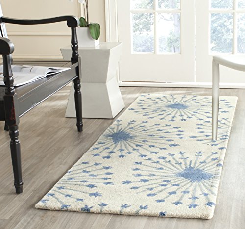 SAFAVIEH Bella Collection 5' Square Beige/Blue BEL123B Handmade Premium Wool Area Rug