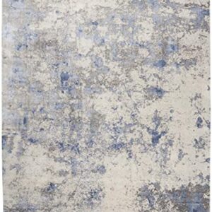 Nourison Sleek Textures Abstract Blue/Ivory/Grey 7'10" x 10'6" Area -Rug, Easy -Cleaning, Non Shedding, Bed Room, Living Room, Dining Room, Kitchen (8x11)