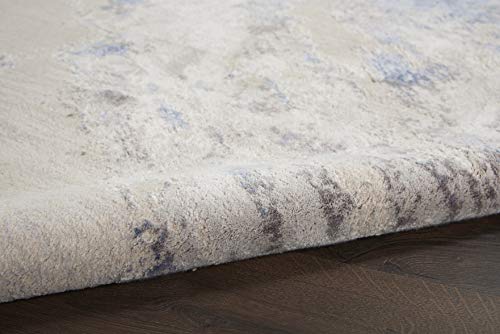 Nourison Silky Textures Distressed Blue/Ivory/Grey 7'10" x 10'6" Area Rug (8' x 11'), 7'10"X10'6",