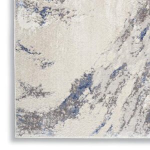 Nourison Silky Textures Distressed Blue/Ivory/Grey 7'10" x 10'6" Area Rug (8' x 11'), 7'10"X10'6",