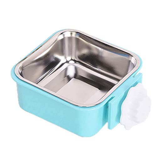 FUUIE Bowls for Food and Water Pet Feeding Bowl Anti-Slip Non-Slip Stainless Steel Travel Food Feeder Hanging Fixed Bowl Puppy Dog Cat Pet Supplies (Color : Blue)