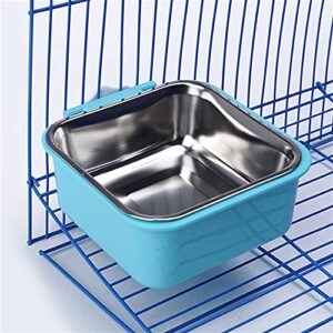 FUUIE Bowls for Food and Water Pet Feeding Bowl Anti-Slip Non-Slip Stainless Steel Travel Food Feeder Hanging Fixed Bowl Puppy Dog Cat Pet Supplies (Color : Blue)