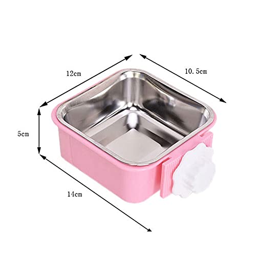 FUUIE Bowls for Food and Water Pet Feeding Bowl Anti-Slip Non-Slip Stainless Steel Travel Food Feeder Hanging Fixed Bowl Puppy Dog Cat Pet Supplies (Color : Blue)