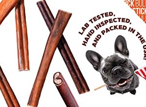 FOODIEPAWS All Natural 6-inch Mega Bully Sticks Odor Free USA Packed for Medium, Large Dogs-100% Free-Range Grass-Fed Beef-Single Ingredient & Rawhide Free-Longer Lasting Dental Dog Chews 15 Pcs