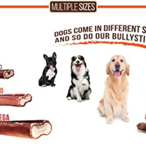 FOODIEPAWS All Natural 6-inch Mega Bully Sticks Odor Free USA Packed for Medium, Large Dogs-100% Free-Range Grass-Fed Beef-Single Ingredient & Rawhide Free-Longer Lasting Dental Dog Chews 15 Pcs