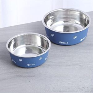 FUUIE Bowls for Food and Water Double-Layer Thickened Dog and cat Bowl Floor Suction pet Bowl Stainless Steel Dog Food Feeder Large Dog Tableware Accessories (Color : Blue)