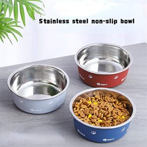 FUUIE Bowls for Food and Water Double-Layer Thickened Dog and cat Bowl Floor Suction pet Bowl Stainless Steel Dog Food Feeder Large Dog Tableware Accessories (Color : Blue)