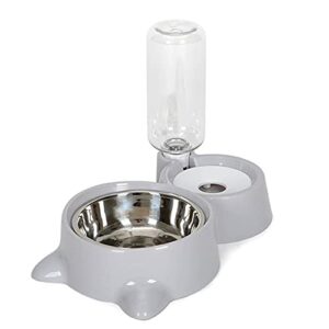 ahegas dog food bowl 2 in 1 cat bowl water dispenser automatic water storage pet dog cat food bowl food container with waterer pet waterer feeder ( color : gray )