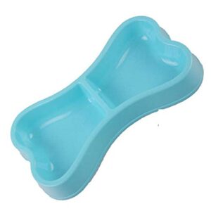 fuuie bowls for food and water pets feeding double bowls portable plastic dog cat bone shape water food containers feeder feeding bowl pet accessories (color : blue)