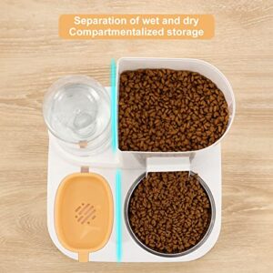 leasote Automatic Cat Feeder - Pets Automatic Food Feeder 2.2L and Waterer Set 1L, 2 in 1 Cat Food Bowl Automatic Feeder Water Dispenser Blue