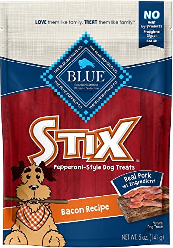 Aurora Pet Bundle Pack (3) Blue Buffalo Blue Stix Bacon Recipe Pepperoni-Style Dog Treats (5-oz Bags) with AuroraPet Wipes