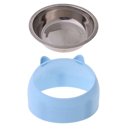 FUUIE Bowls for Food and Water Stainless Steel Cat Dog Food Bowl 15°Slanted Non-Slip Pet Utensils Puppy Feeding Container Supplies (Color : Blue)